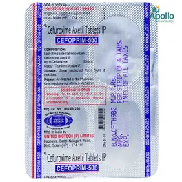Cefoprim 500 Tablet | Uses, Side Effects, Price | Apollo Pharmacy