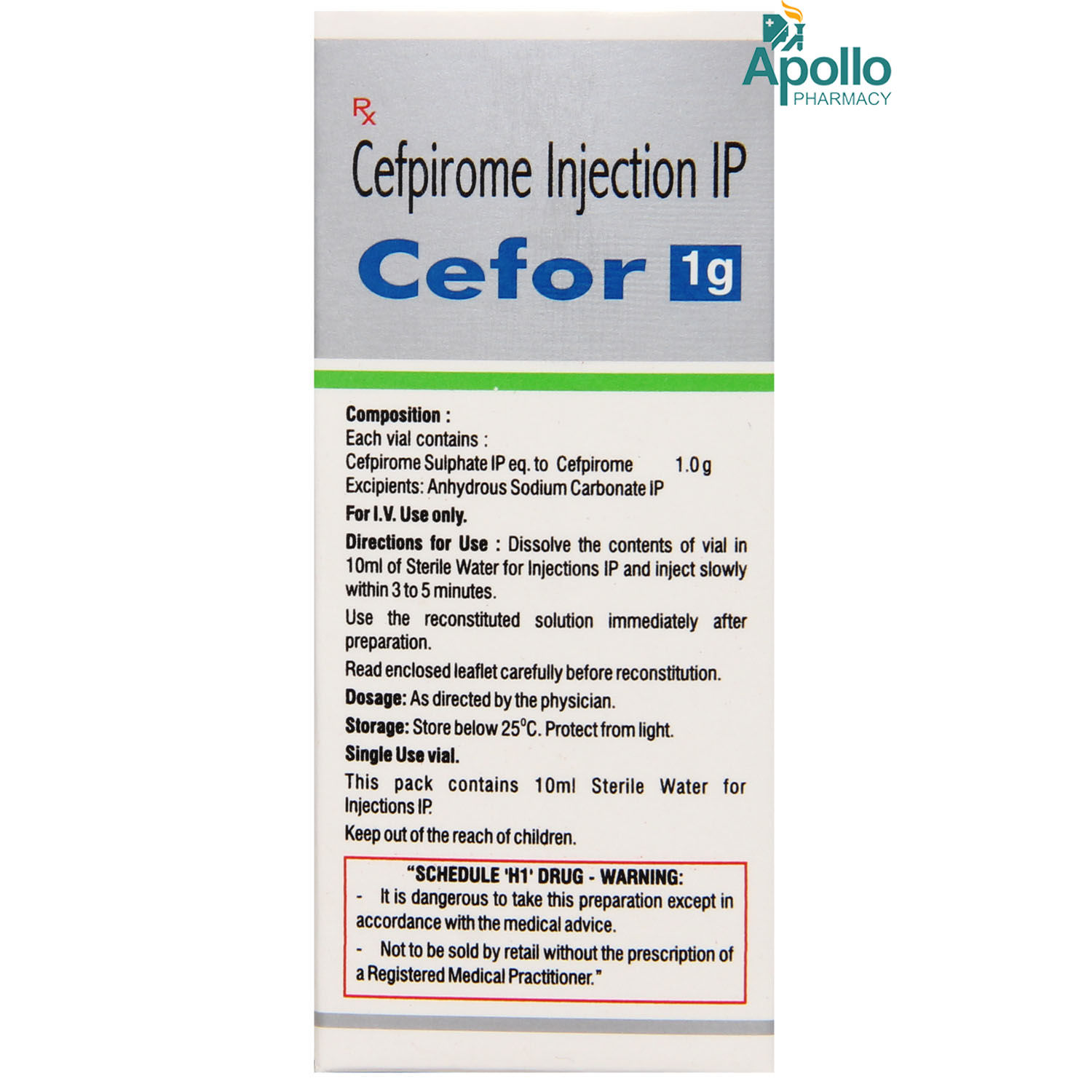 CEFOR INJECTION 1GM Price, Uses, Side Effects, Composition - Apollo ...