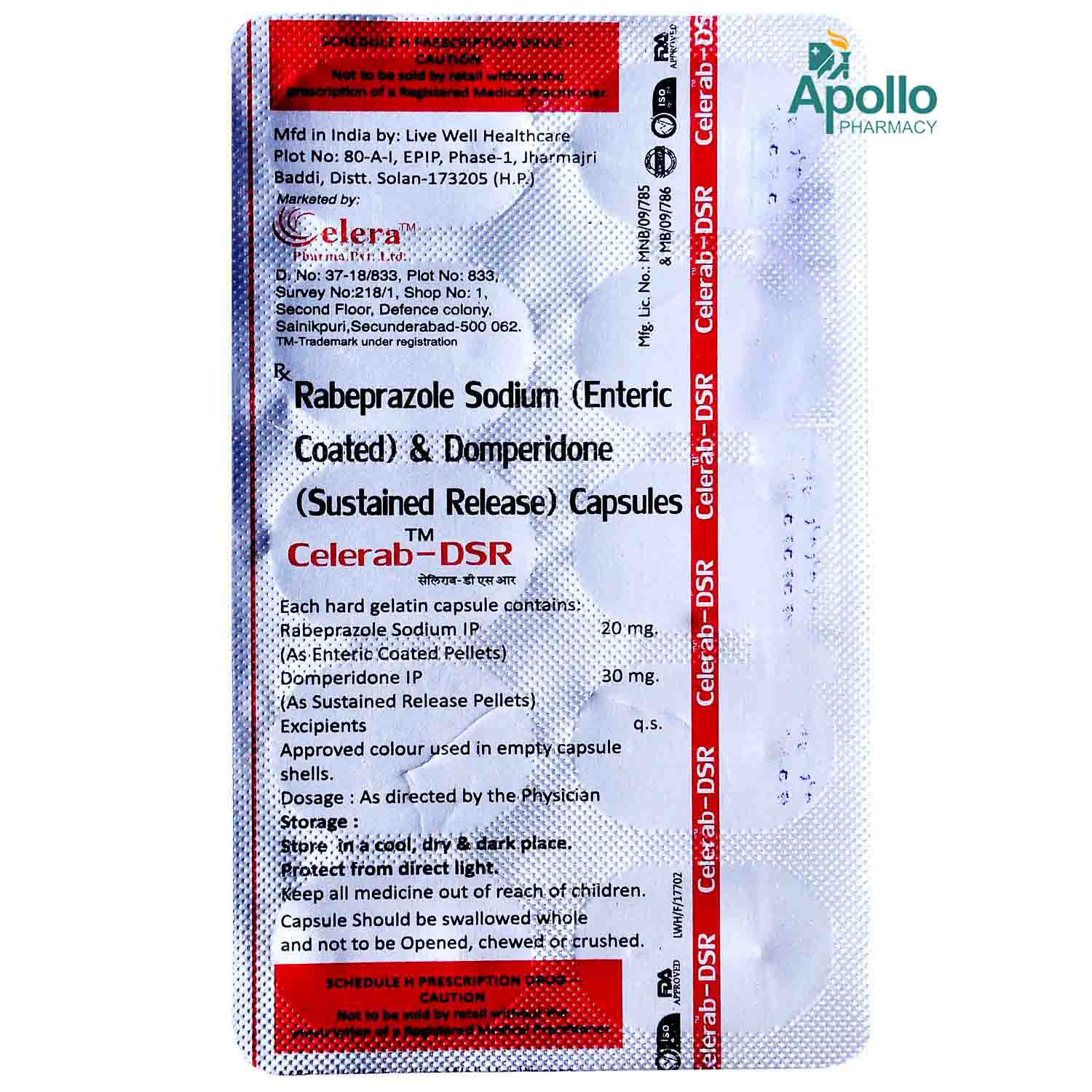 CELERAB DSR CAPSULE 10'S Price, Uses, Side Effects, Composition ...