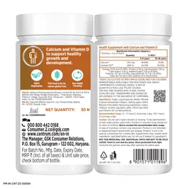 Buy Centrum Kids Growth Fuel Chocolate Flavour Calcium & Vitamin D, 30 ...