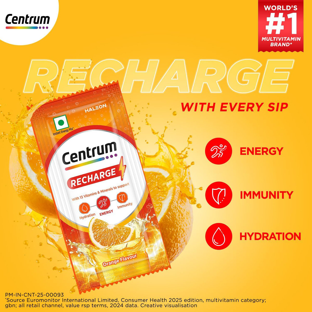 Buy Centrum Recharge Orange Flavour for Adult, 30 gm (6x5gm Sachet ...
