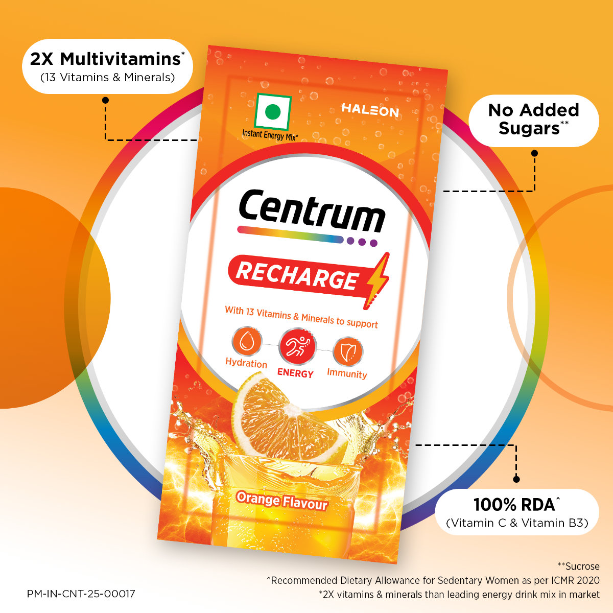 Buy Centrum Recharge Orange Flavour for Adult, 30 gm (6x5gm Sachet ...