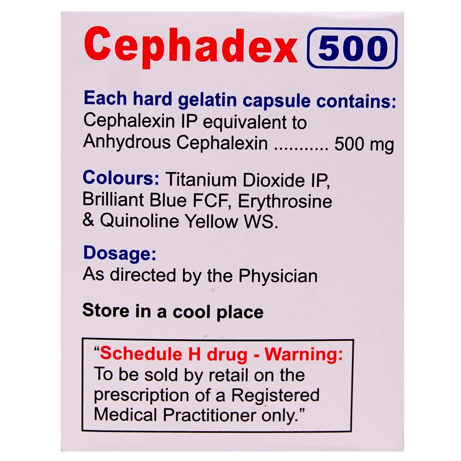 Cephadex 500 Capsule 10's Price, Uses, Side Effects, Composition ...