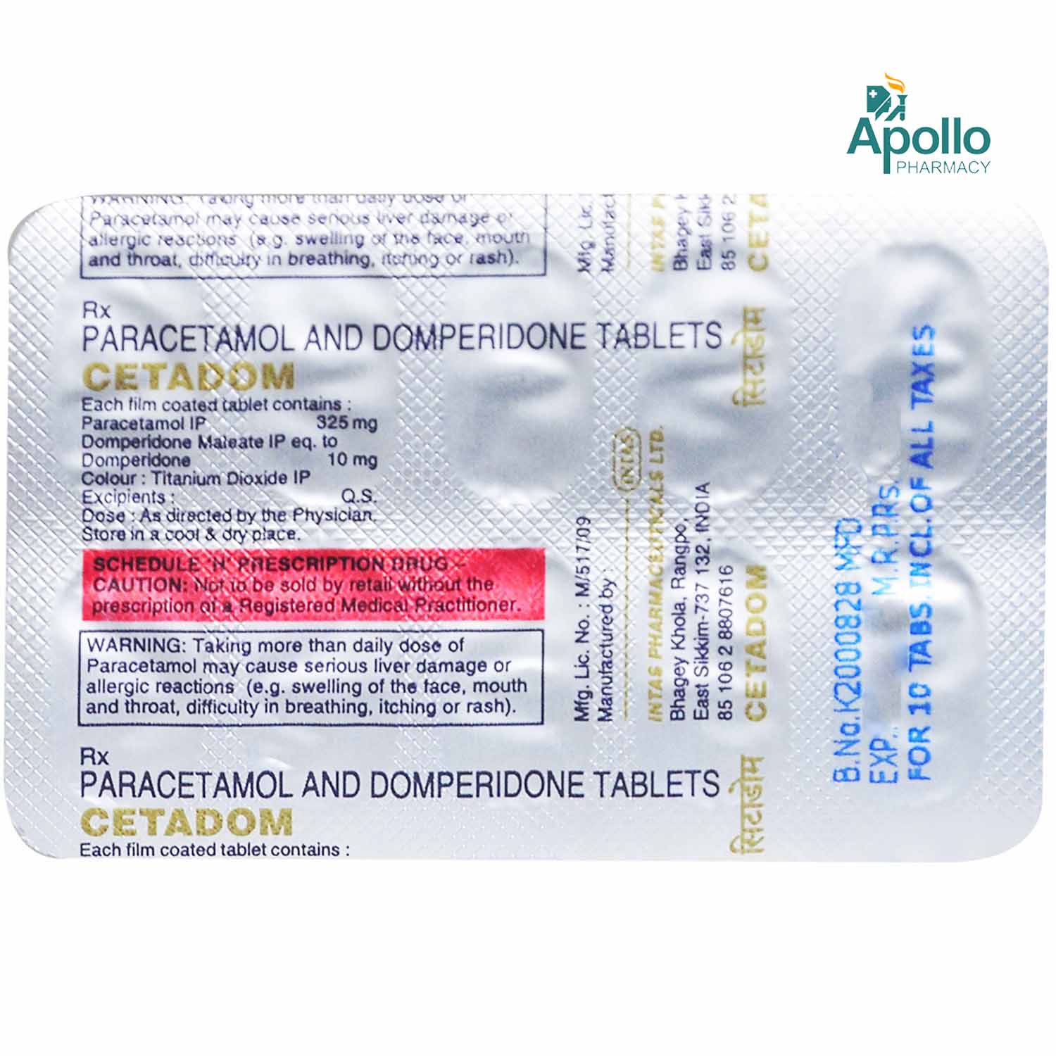 Cetadom Tablet 10's Price, Uses, Side Effects, Composition - Apollo ...