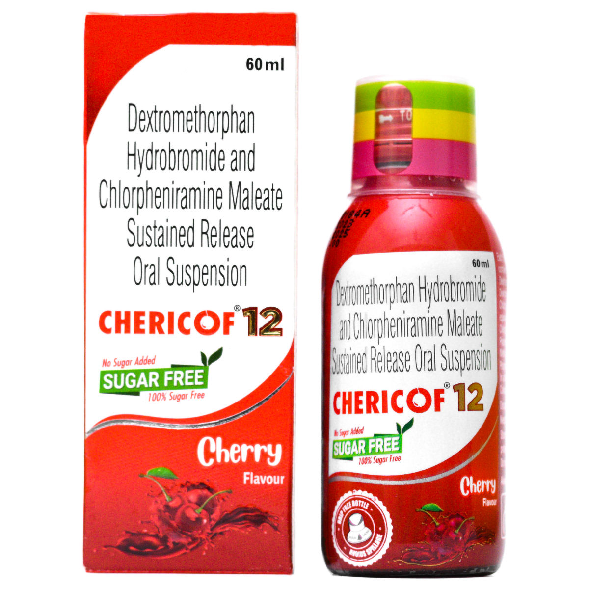 Chericof 12 Sugar Free Cherry Flavour Oral Suspension 60 ml | Uses ...