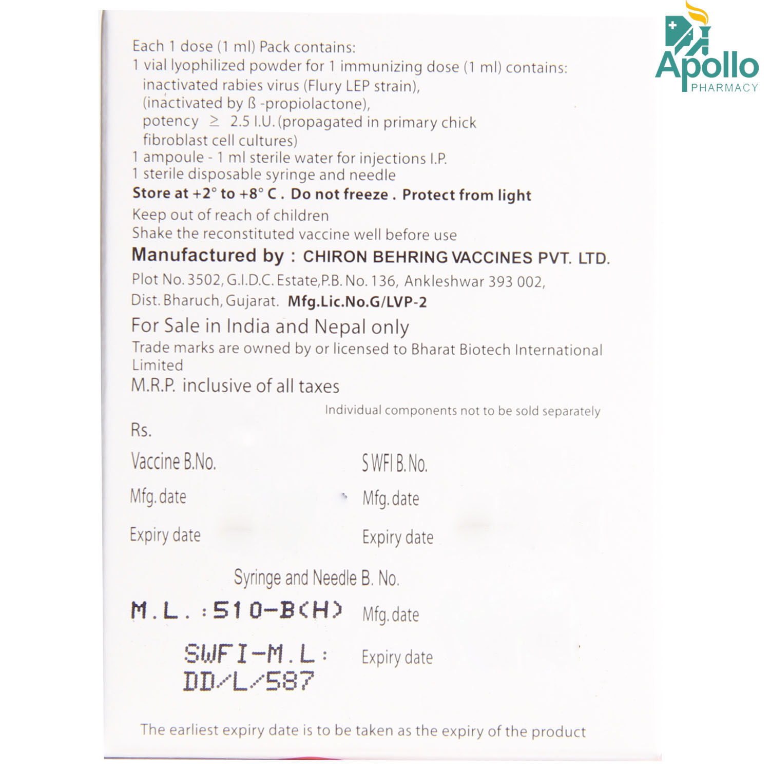 Chirorab Vaccine 1 ml Price, Uses, Side Effects, Composition - Apollo ...
