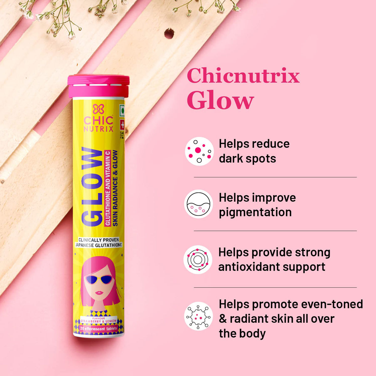 Chicnutrix Glow Glutathione & Vitamin C, 20 Effervescent Tablets Price ...