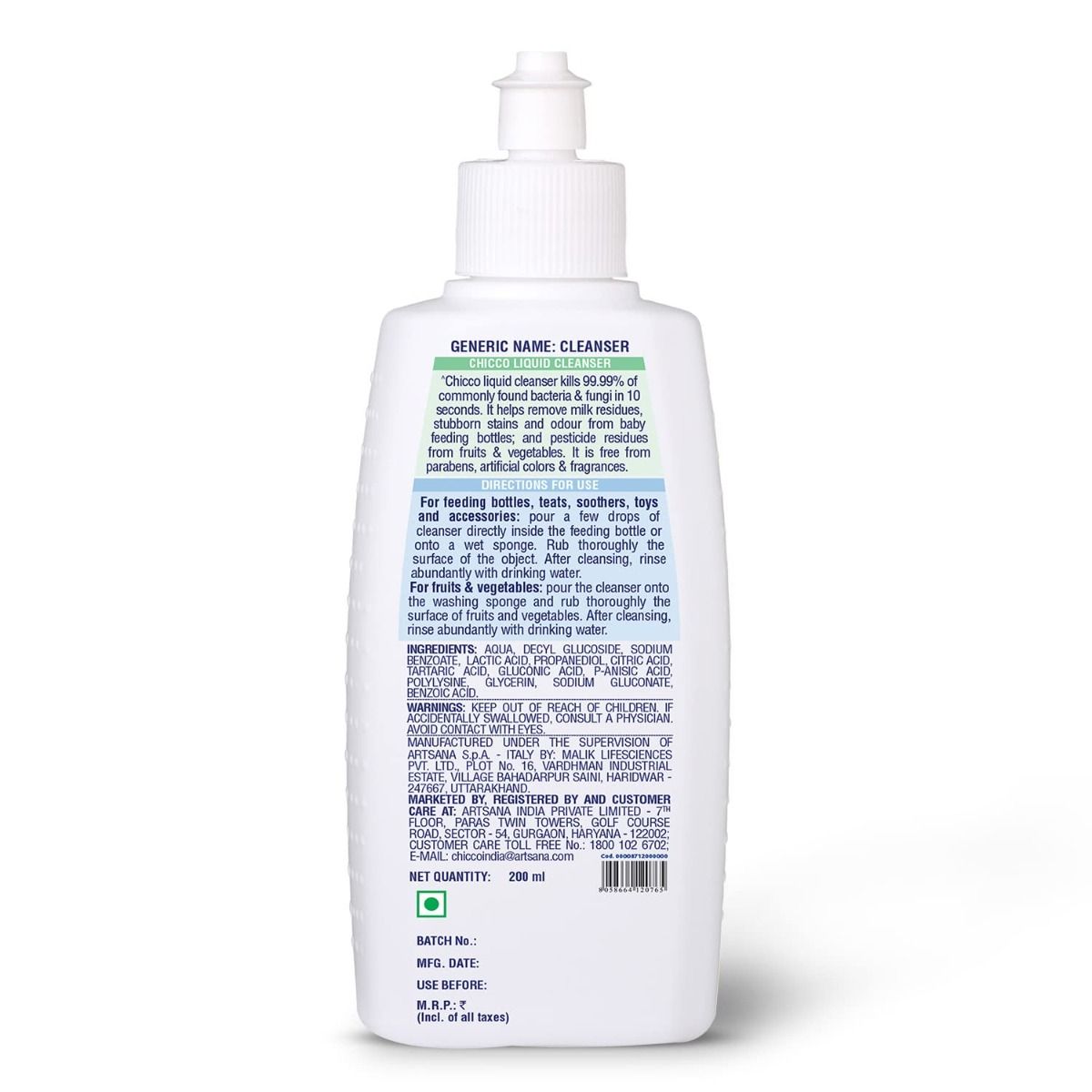 Chicco Liquid Cleanser, 200 ml Price, Uses, Side Effects, Composition ...