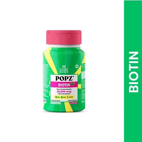 Buy Chicnutrix Popz Biotin 10000 mcg, 30 Tablets | 19 Minutes Delivery ...