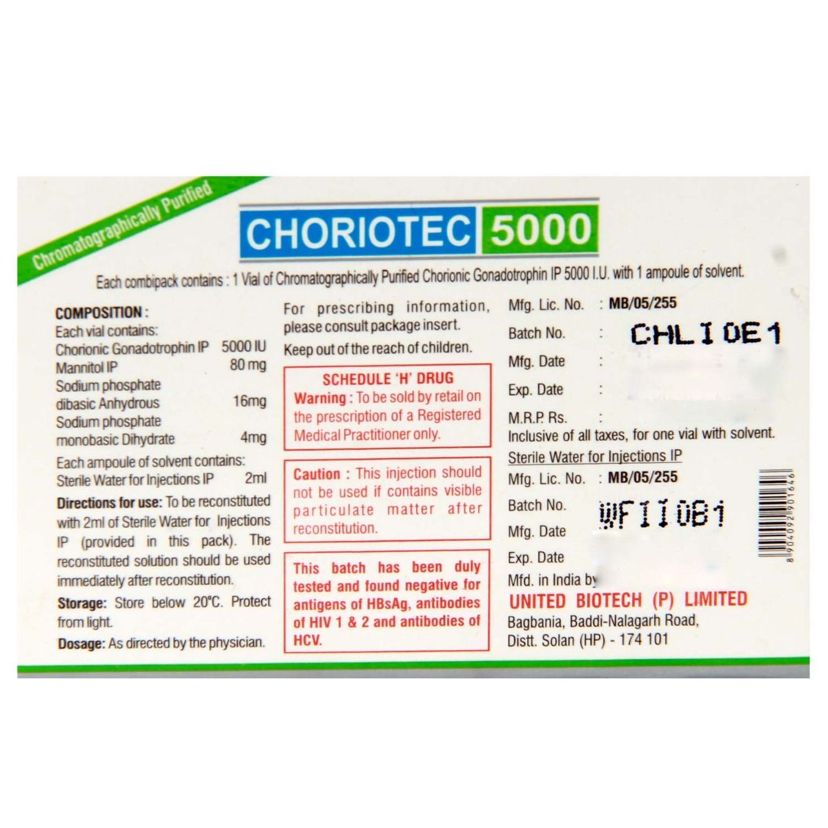 Choriotec 5000IU Injection 1's Price, Uses, Side Effects, Composition ...