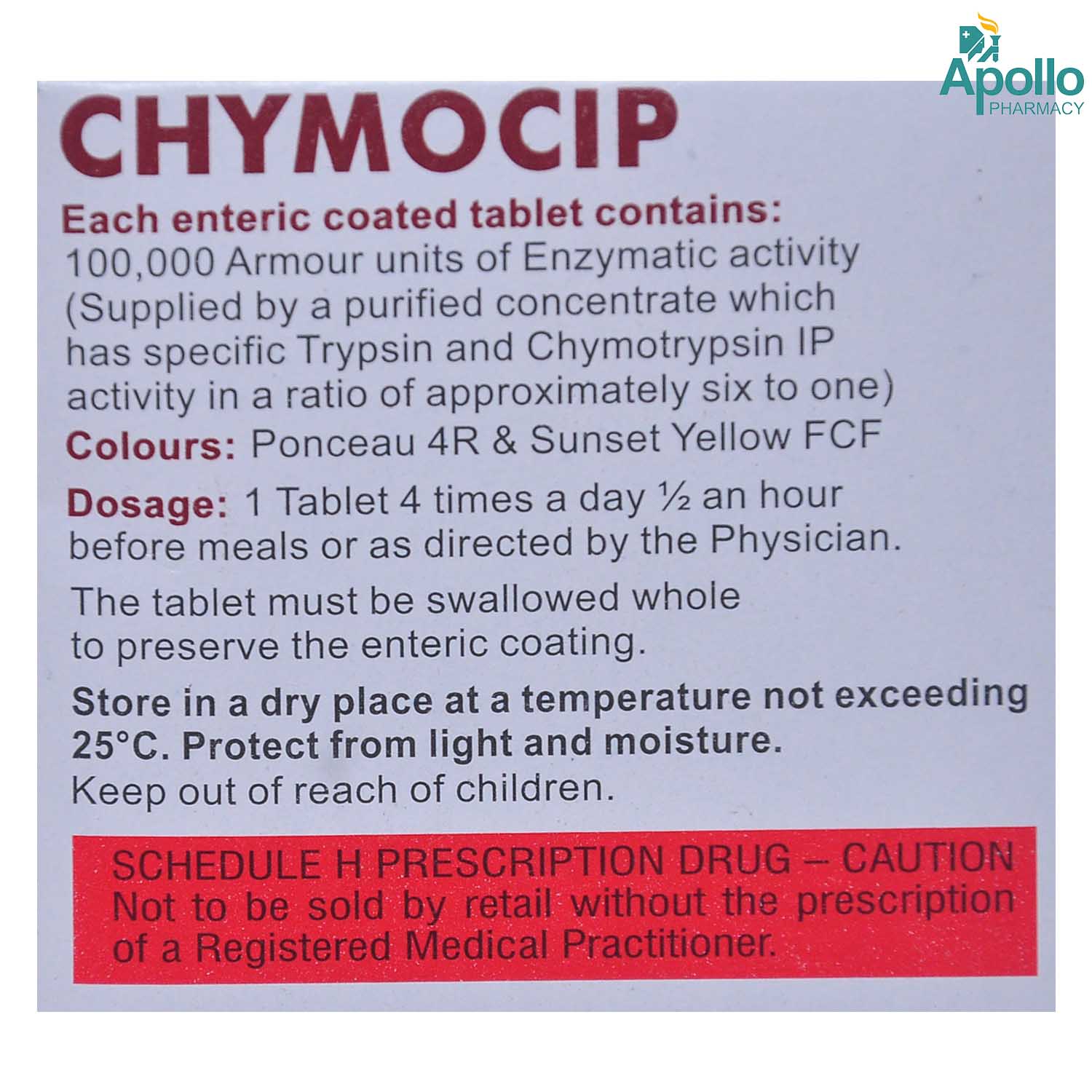 Chymocip Tablet 20's Price, Uses, Side Effects, Composition - Apollo ...