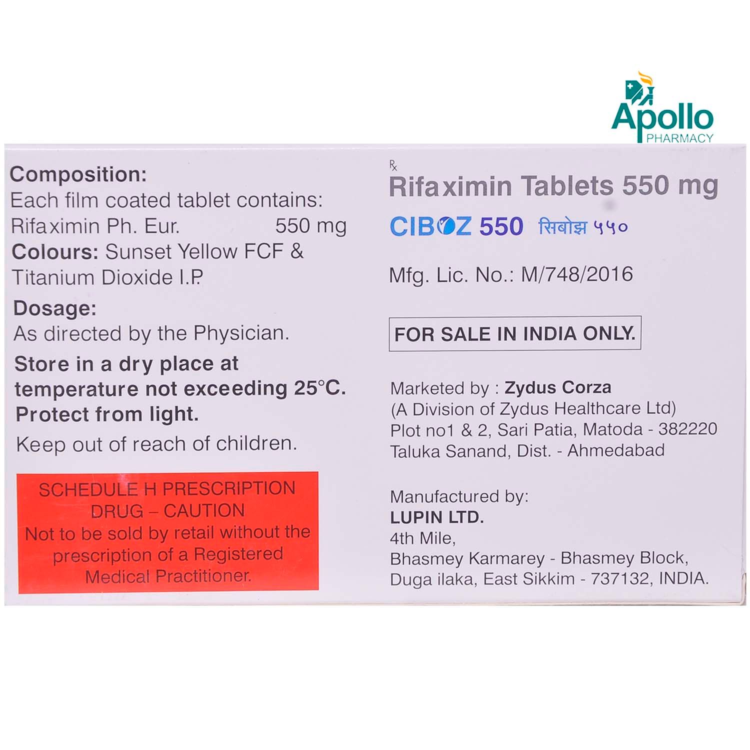 Ciboz 550 mg Tablet 10's Price, Uses, Side Effects, Composition ...