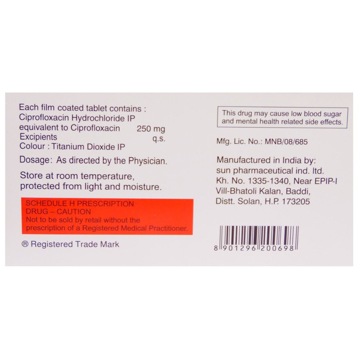 Cifran 250 mg Tablet 10's Price, Uses, Side Effects, Composition ...