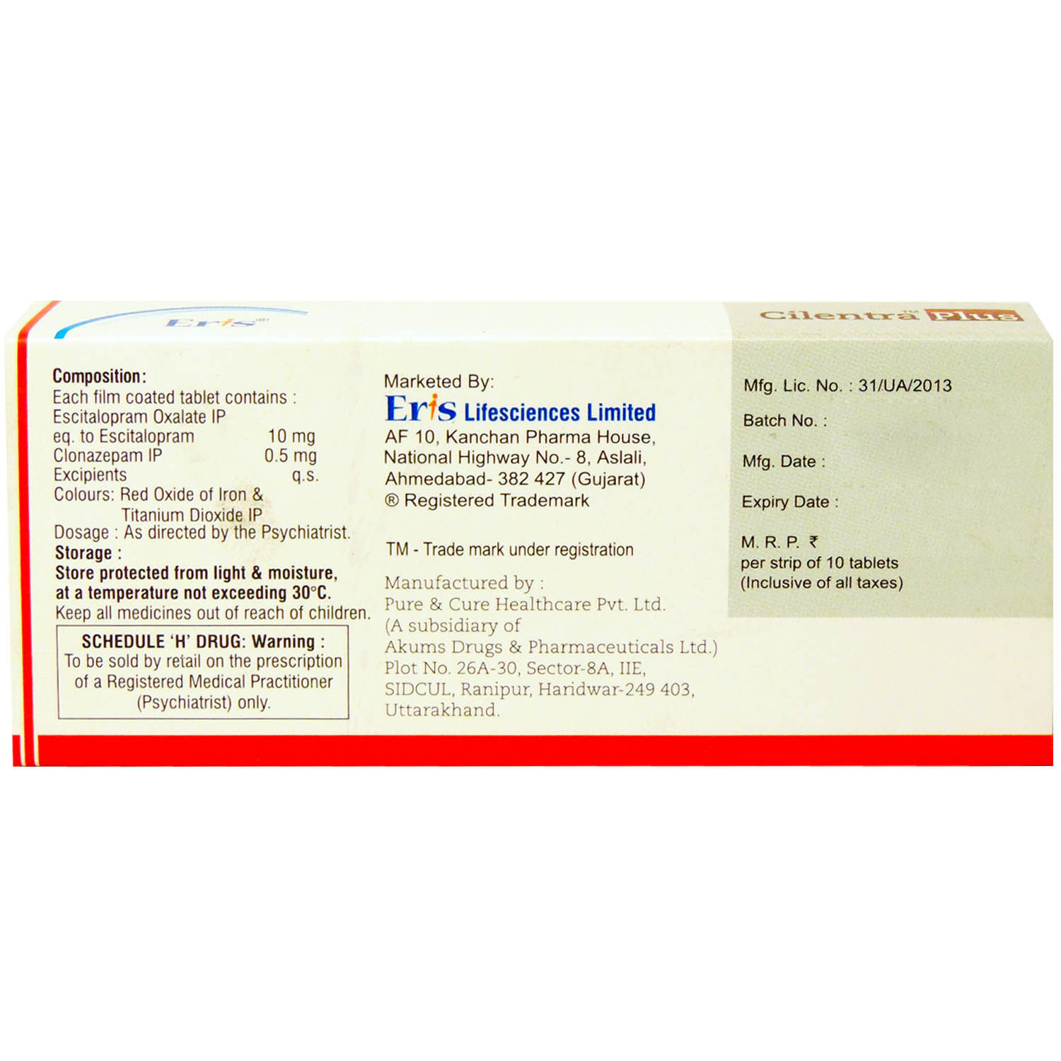 Cilentra Plus Tablet 10's Price, Uses, Side Effects, Composition ...