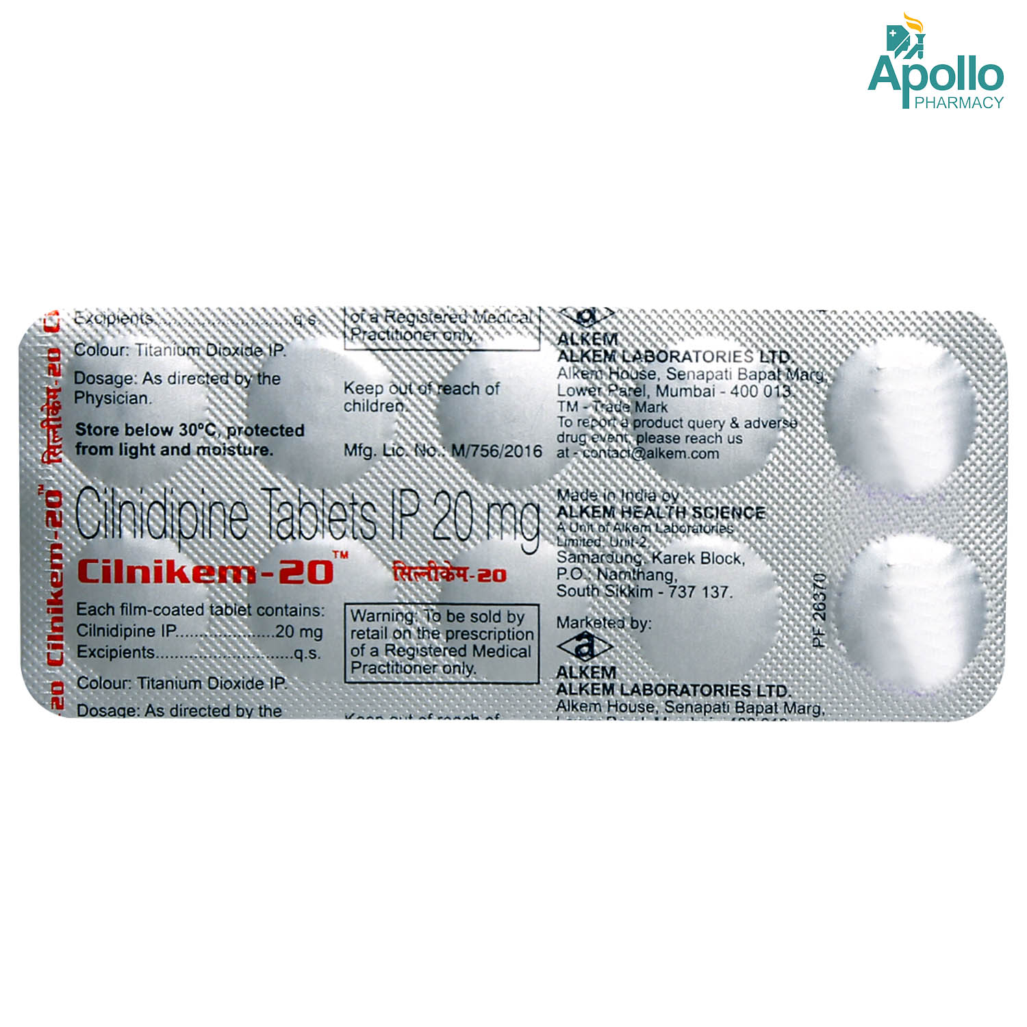 Cilnikem-20 Tablet 10's Price, Uses, Side Effects, Composition - Apollo ...