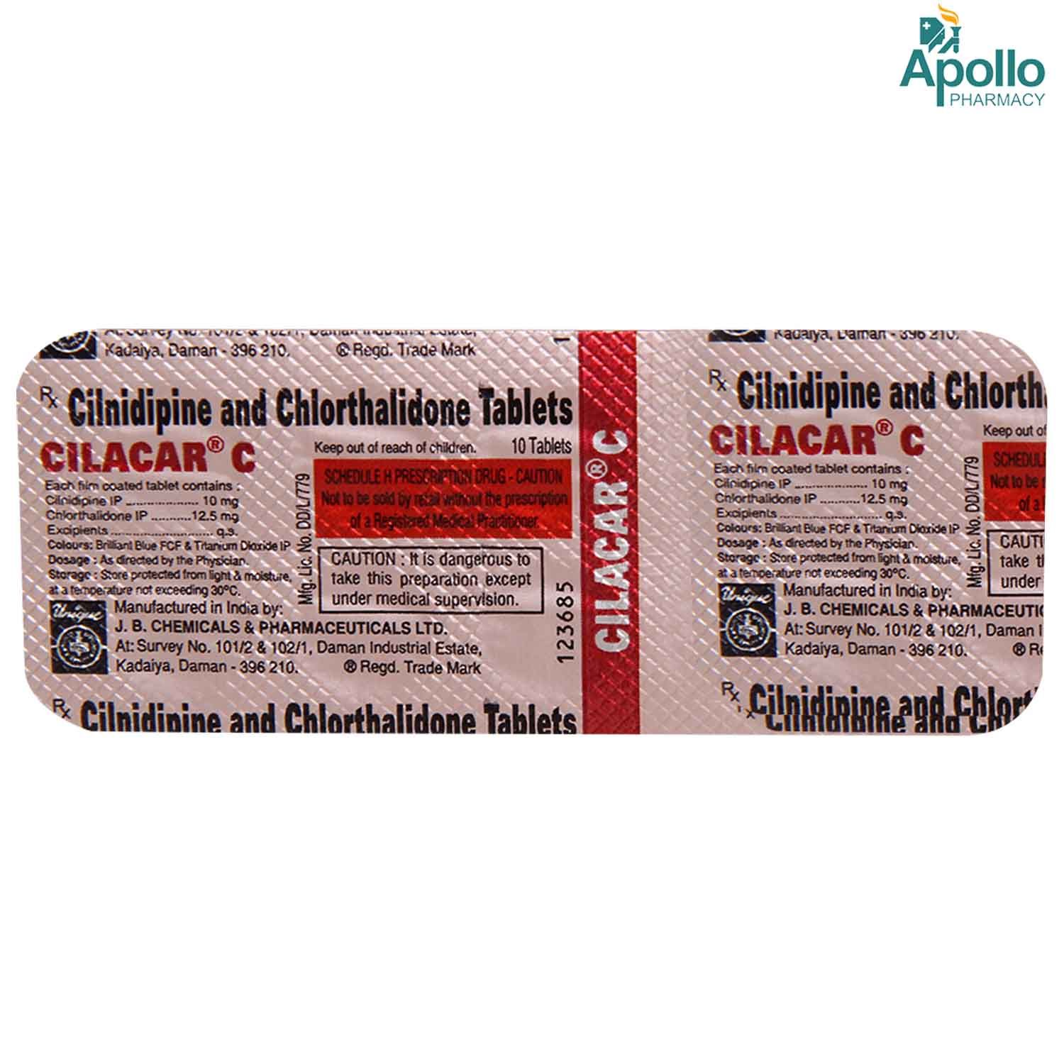 Cilacar C Tablet 10's Price, Uses, Side Effects, Composition - Apollo Pharmacy