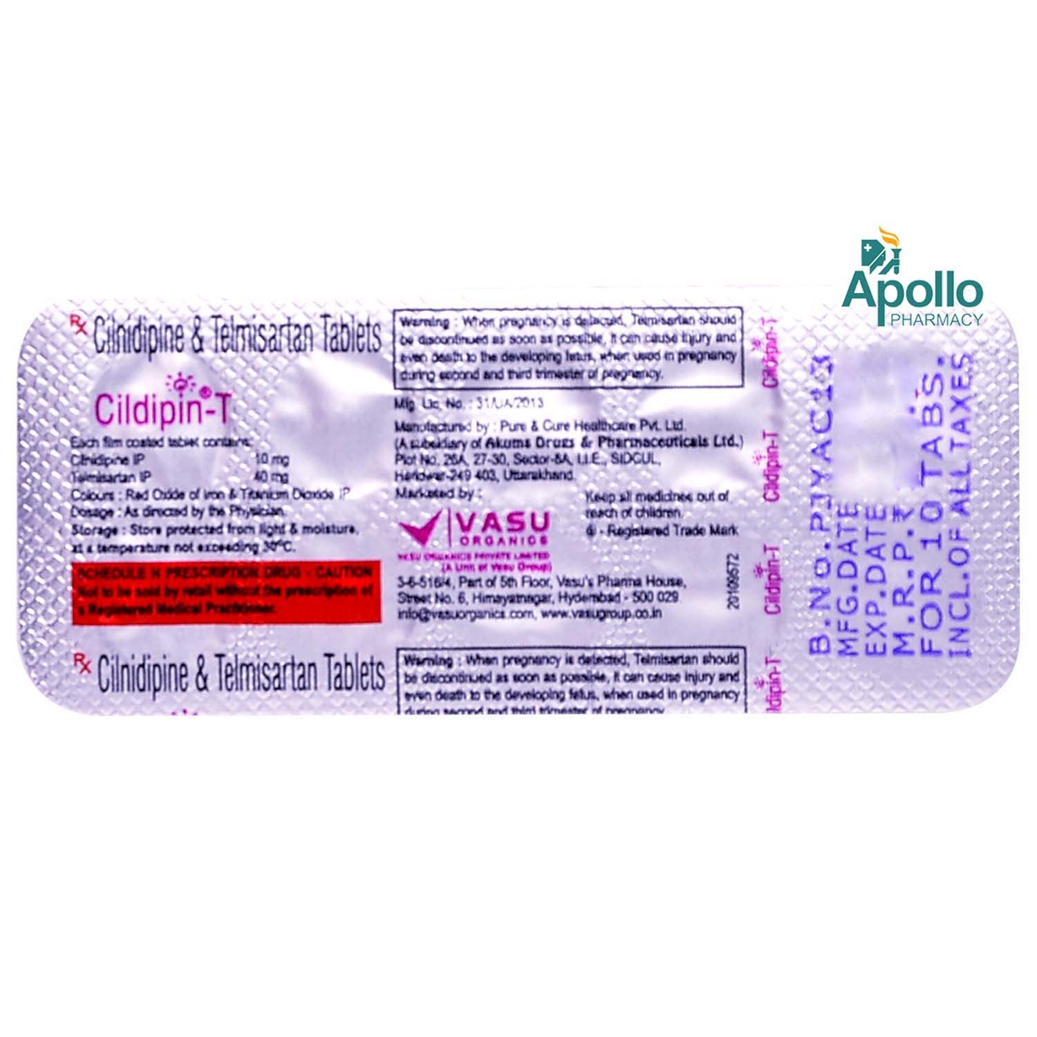 Cildipin-T Tablet 10's Price, Uses, Side Effects, Composition - Apollo ...