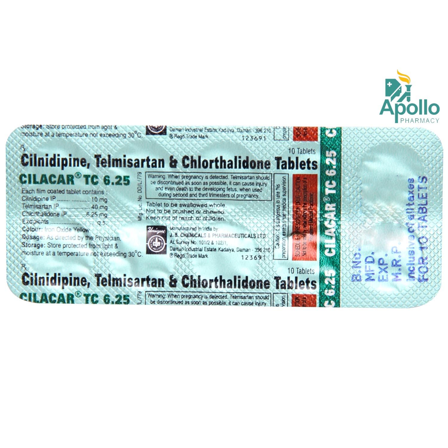 Cilacar TC 6.25 Tablet 10's Price, Uses, Side Effects, Composition - Apollo Pharmacy
