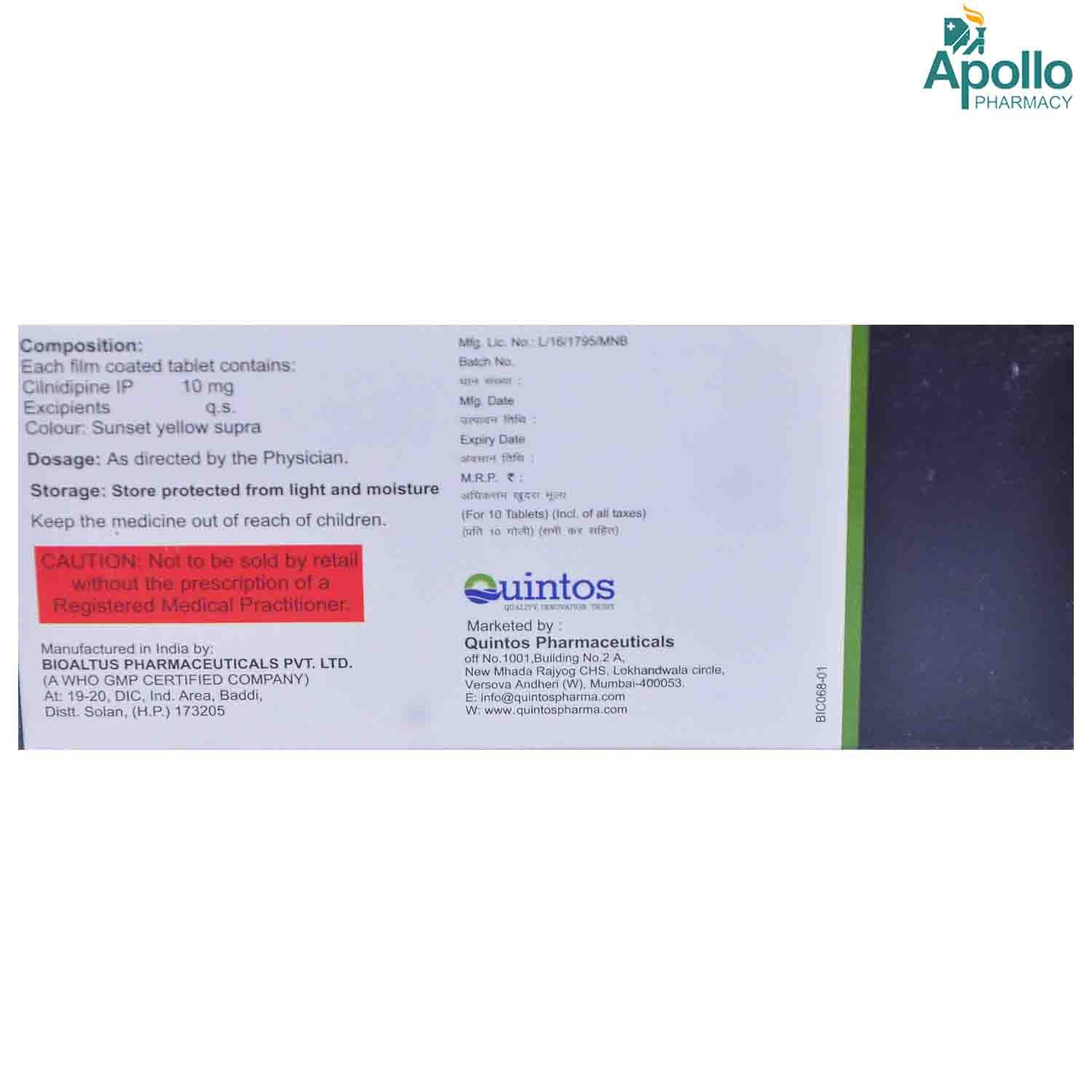 CILNILONG 10MG TABLET 10'S Price, Uses, Side Effects, Composition ...