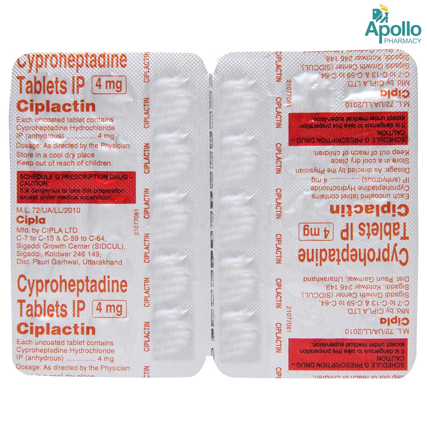 Ciplactin Tablet | Uses, Side Effects, Price | Apollo Pharmacy