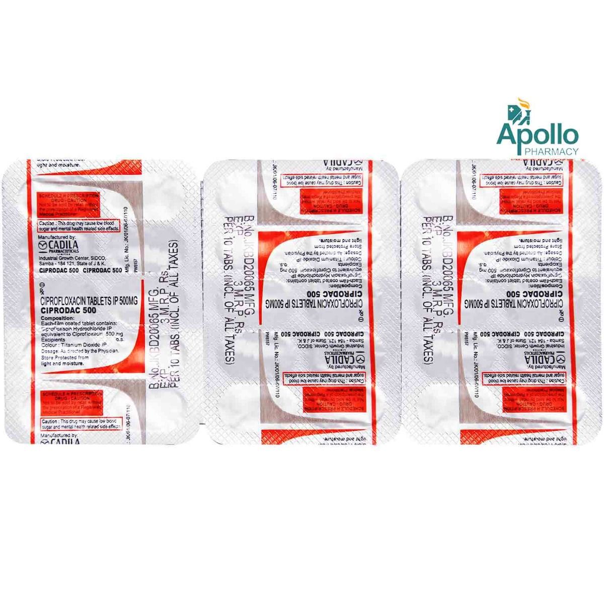 Ciprodac 500 Tablet | Uses, Side Effects, Price | Apollo Pharmacy