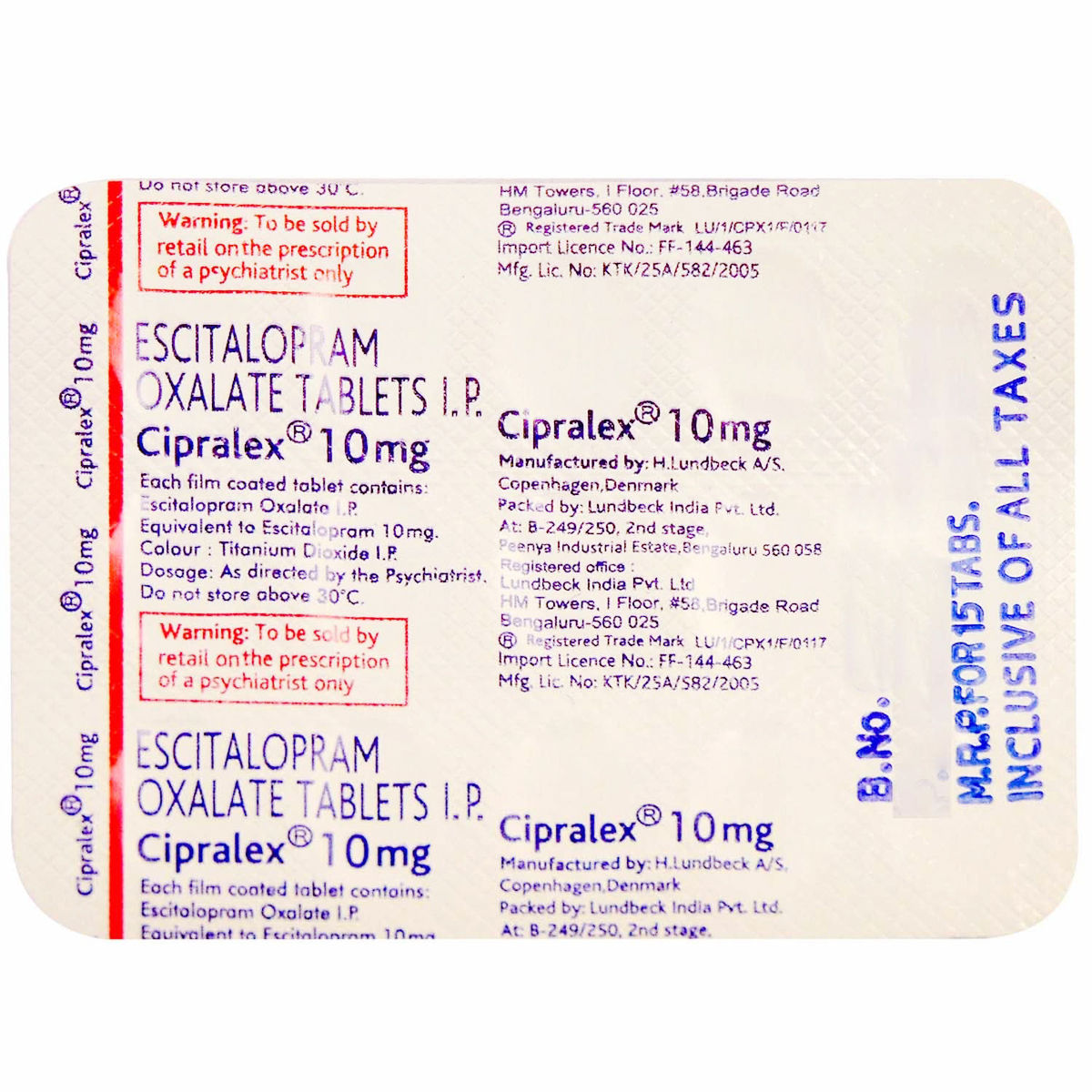 Cipralex 10 mg Tablet 15's Price, Uses, Side Effects, Composition ...