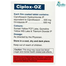 Ciplox-OZ Tablet | Uses, Side Effects, Price | Apollo Pharmacy
