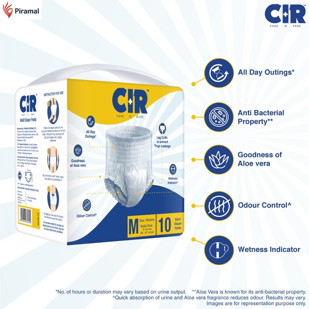 CIR Adult Diaper Pants Medium, 10 Count Price, Uses, Side Effects ...