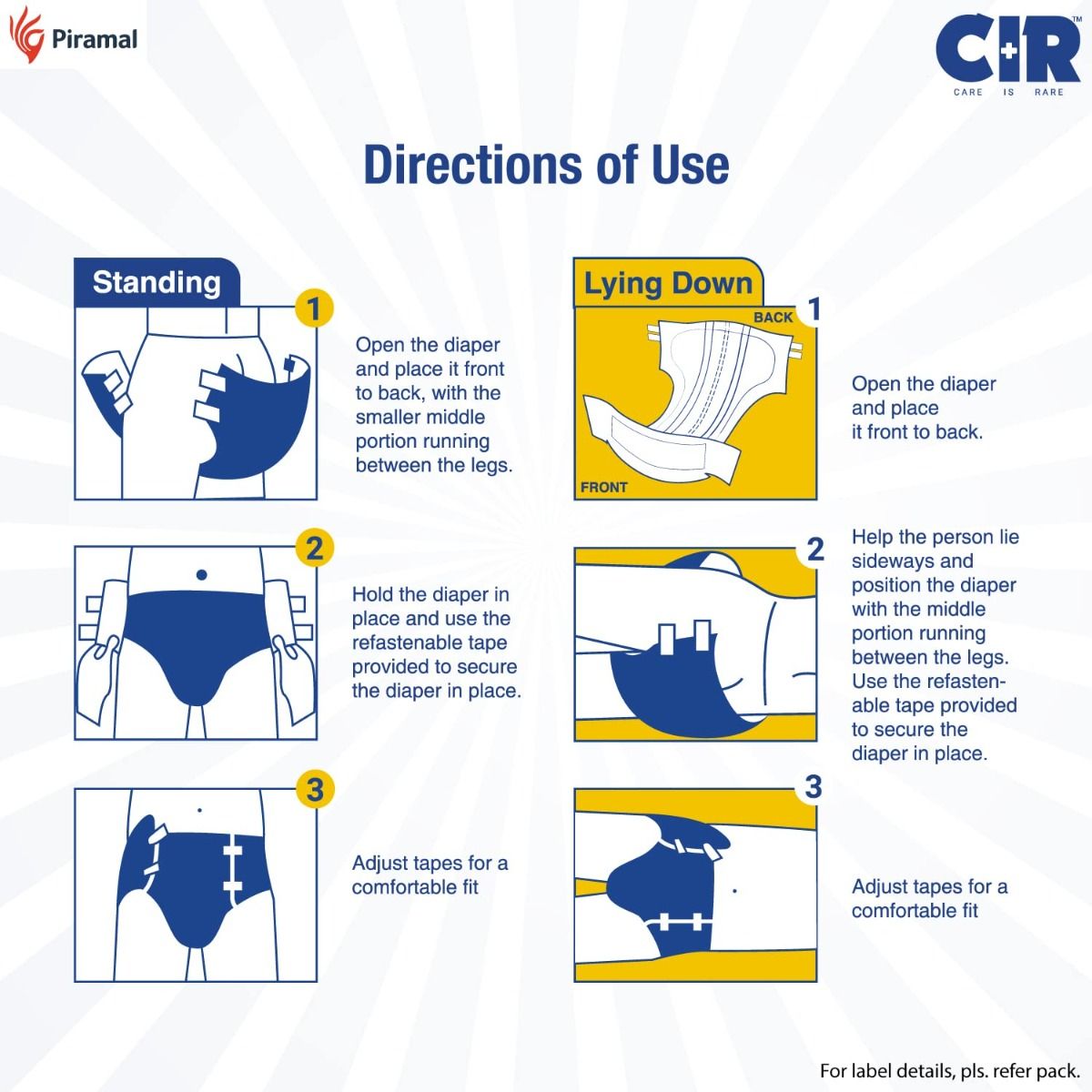 CIR Premium Adult Tape Diapers Medium, 10 Count Price, Uses, Side ...