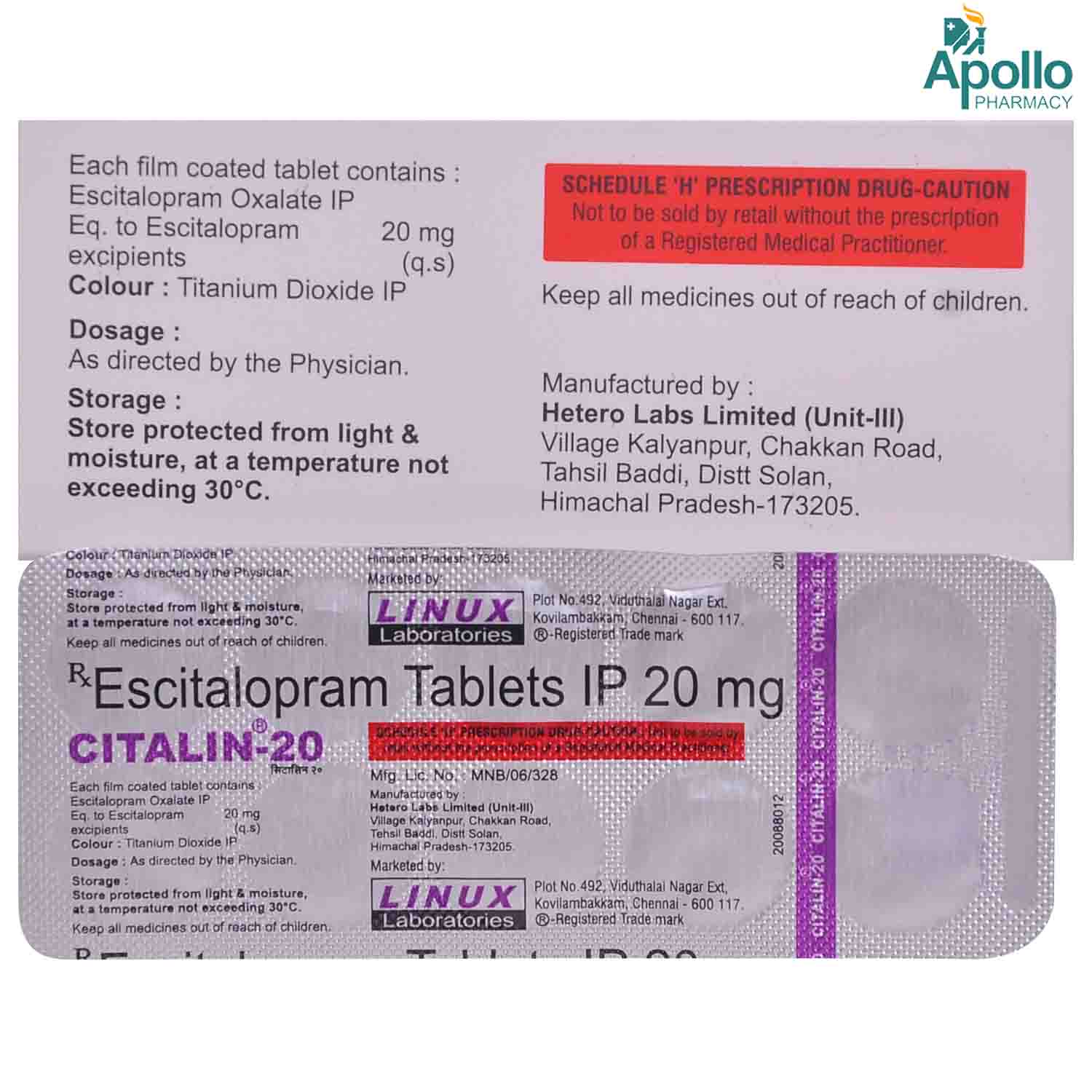 Citalin-20 Tablet 10's Price, Uses, Side Effects, Composition - Apollo ...