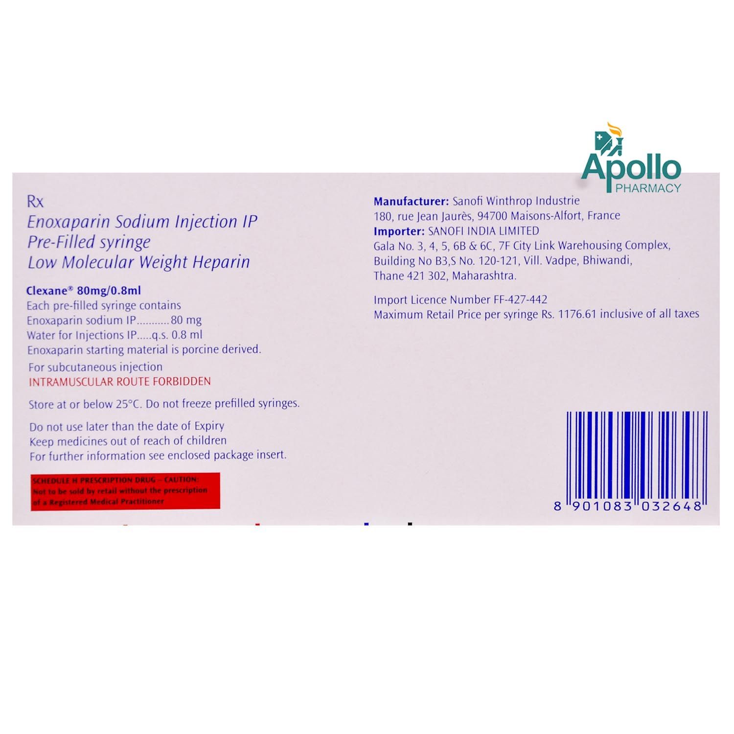 Clexane 80mg Injection | Uses, Side Effects, Price | Apollo Pharmacy