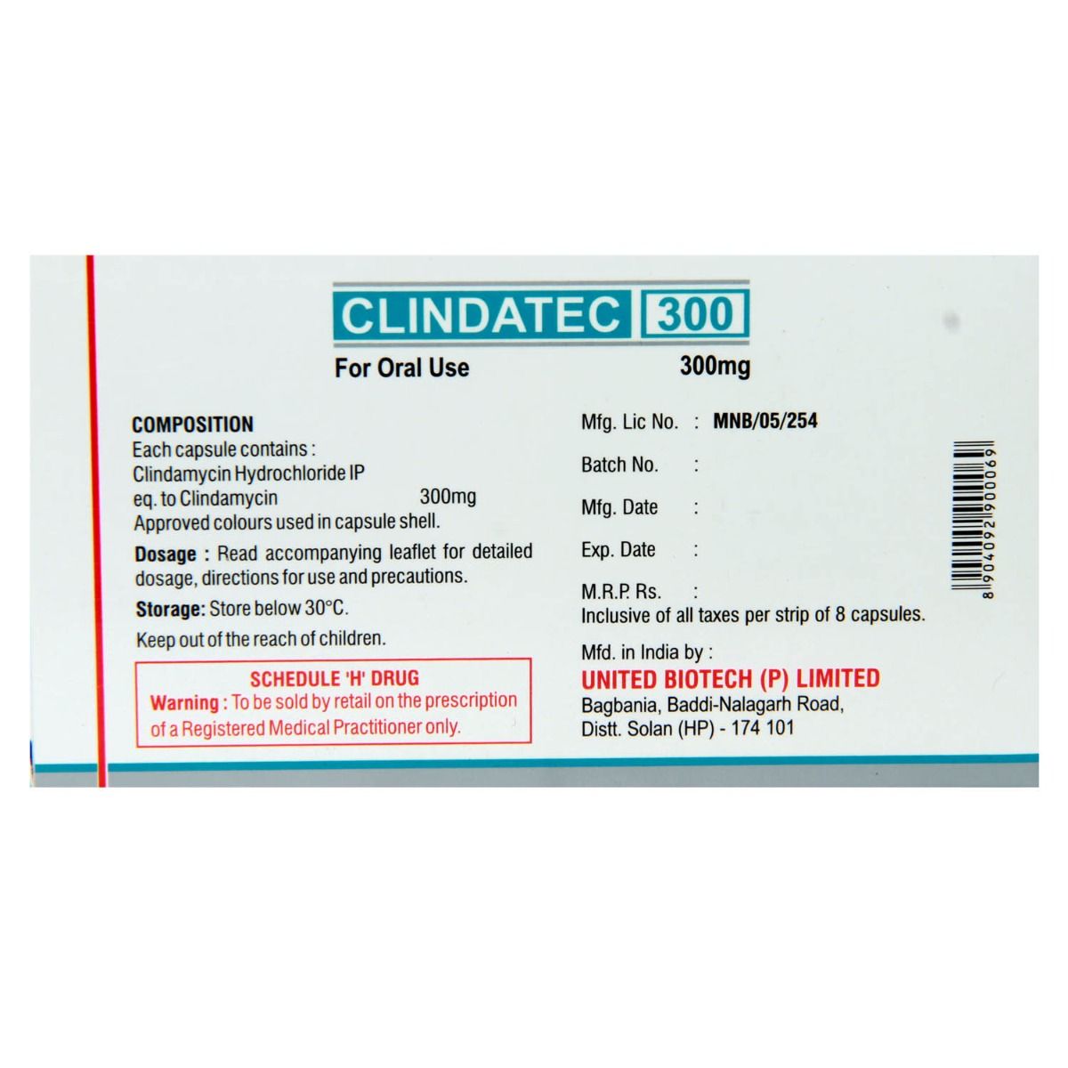 Clindatec 300 mg Capsule 8's Price, Uses, Side Effects, Composition ...