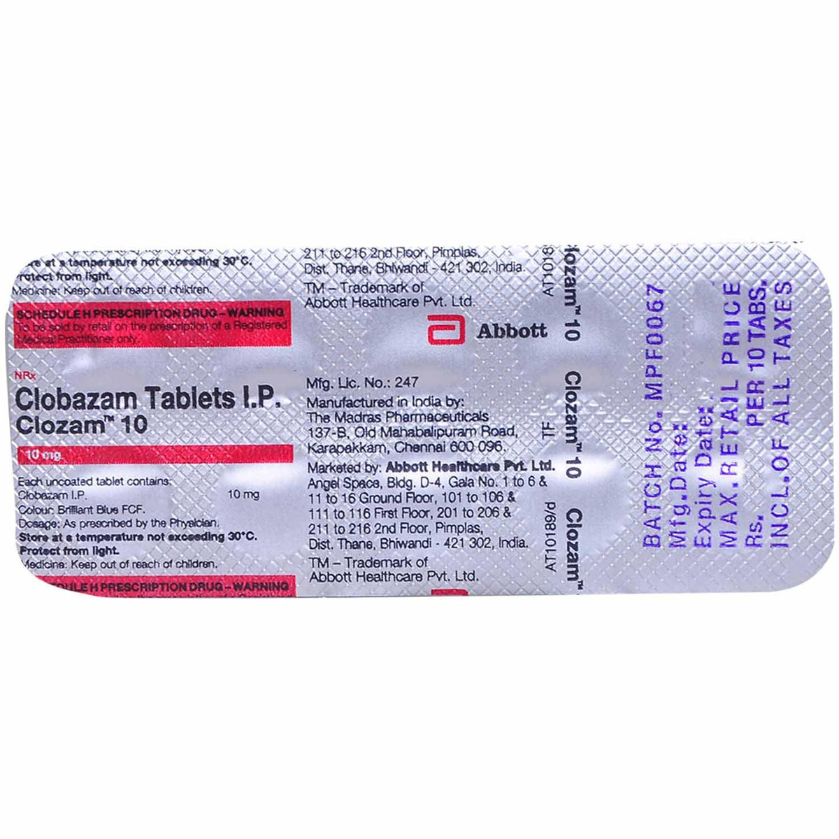 Clozam 10 mg Tablet 10's Price, Uses, Side Effects, Composition ...