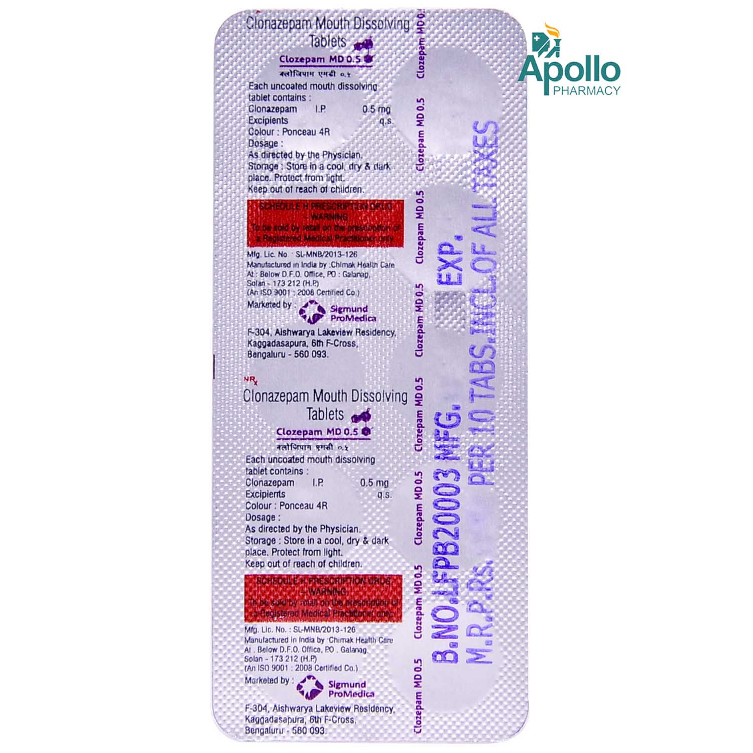 Clozepam MD 0.5 mg Tablet 10's Price, Uses, Side Effects, Composition ...