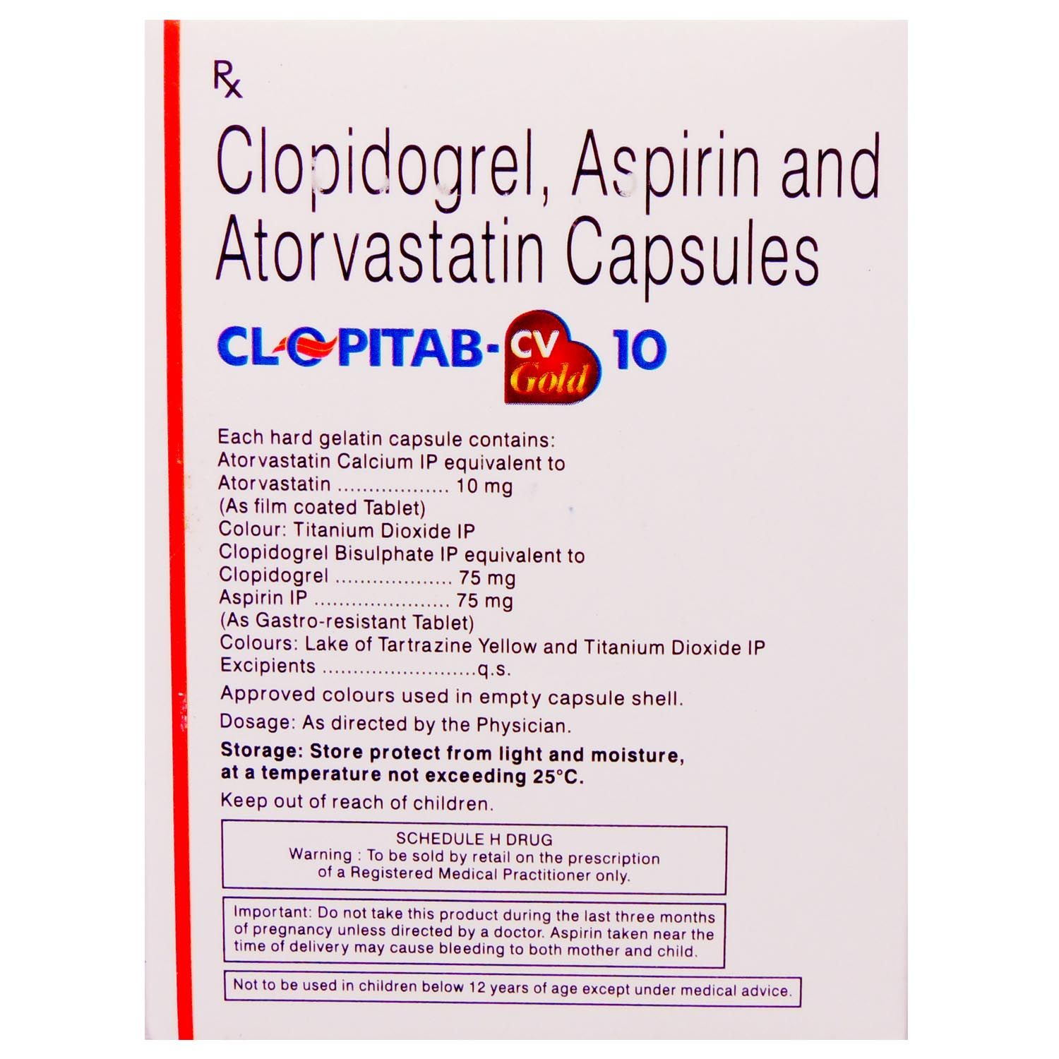 Clopitab-CV Gold 10 Capsule 10's Price, Uses, Side Effects, Composition ...