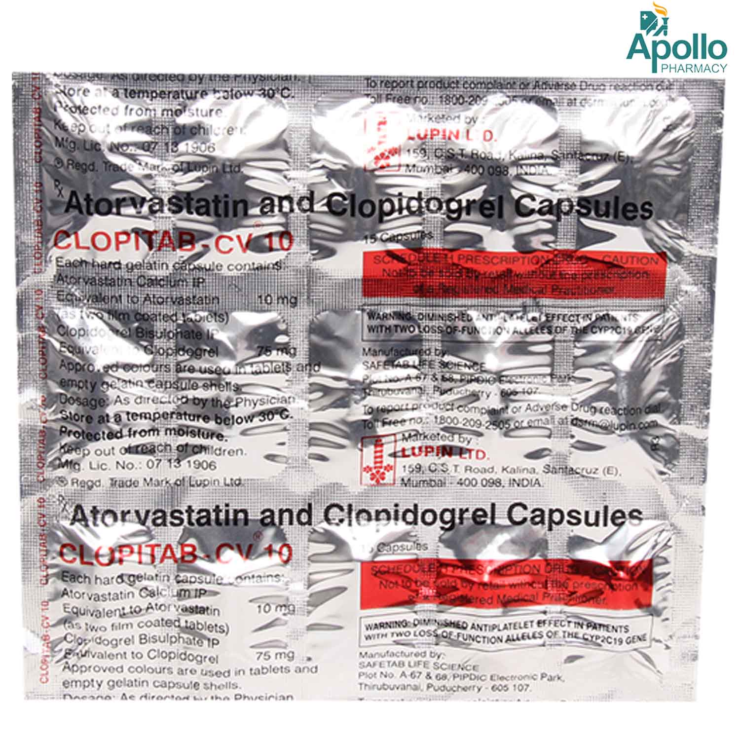Clopitab CV 10 Capsule 15's Price, Uses, Side Effects, Composition ...