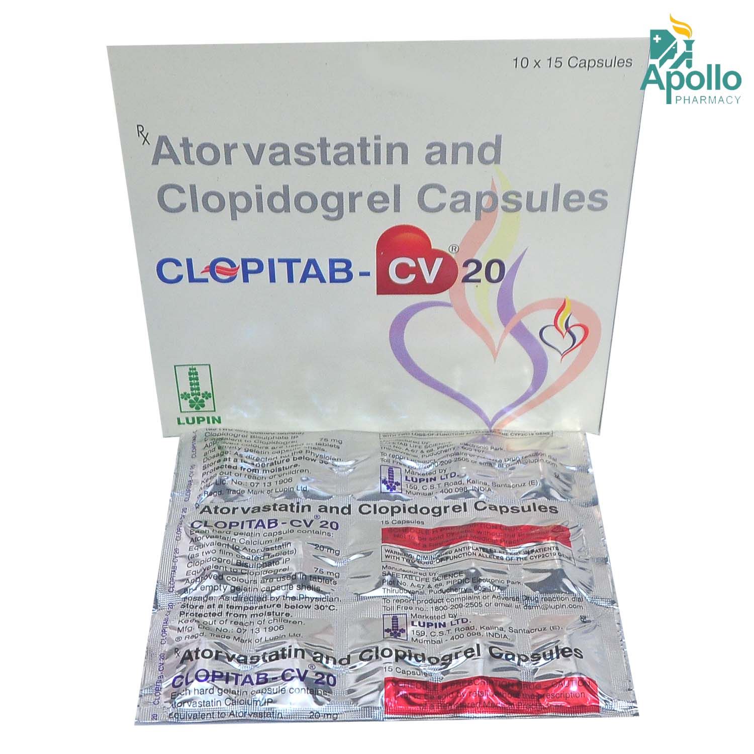 Clopitab-CV 20 Capsule | Uses, Side Effects, Price | Apollo Pharmacy