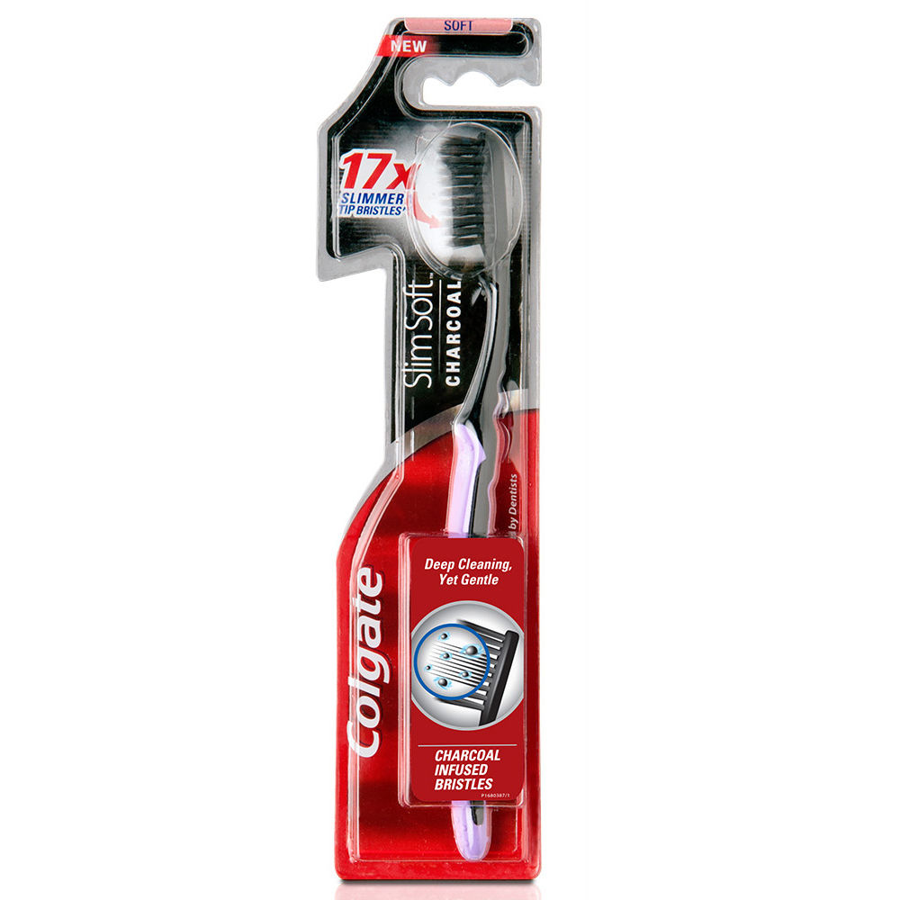 Colgate Slim Soft Charcoal Toothbrush, 1 Count Price, Uses, Side ...