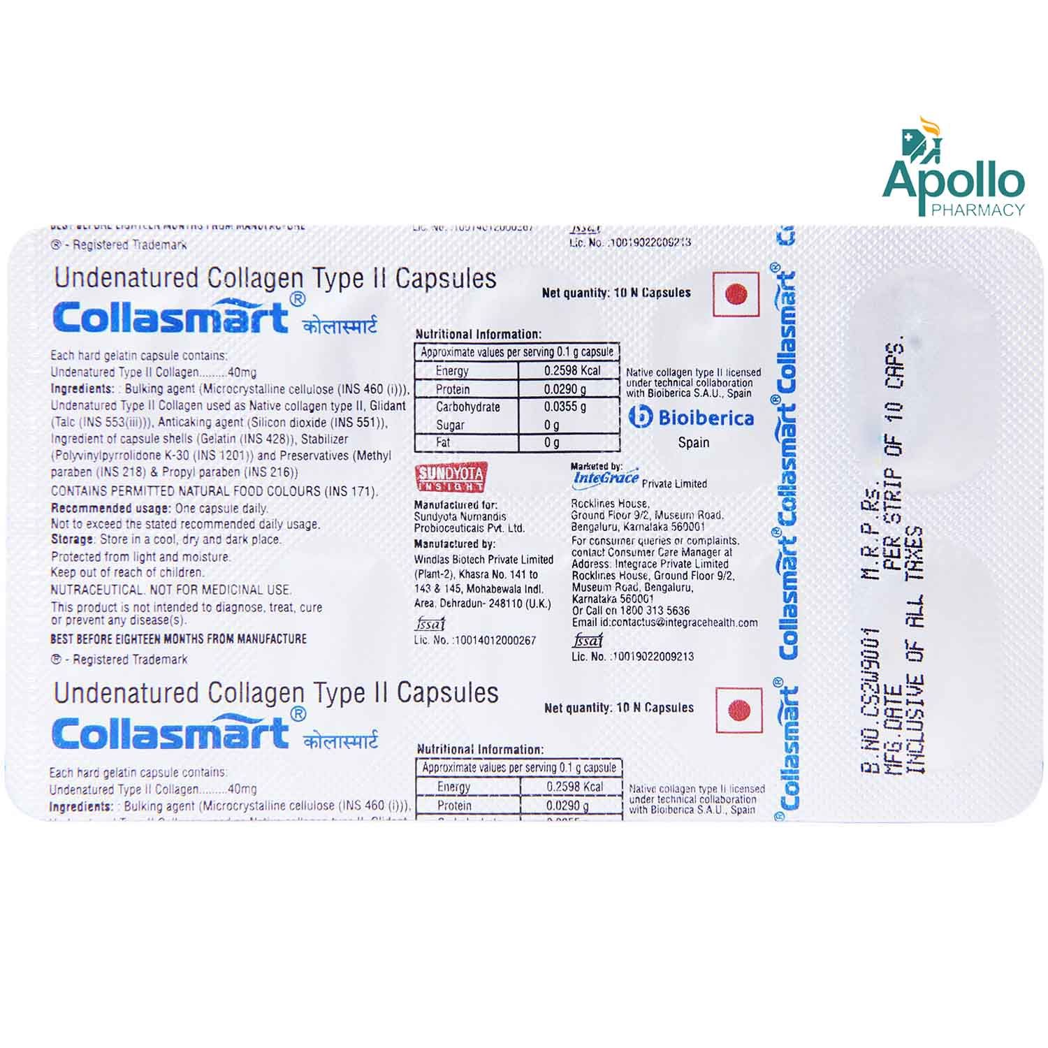 Collasmart Capsule 10's Price, Uses, Side Effects, Composition - Apollo ...