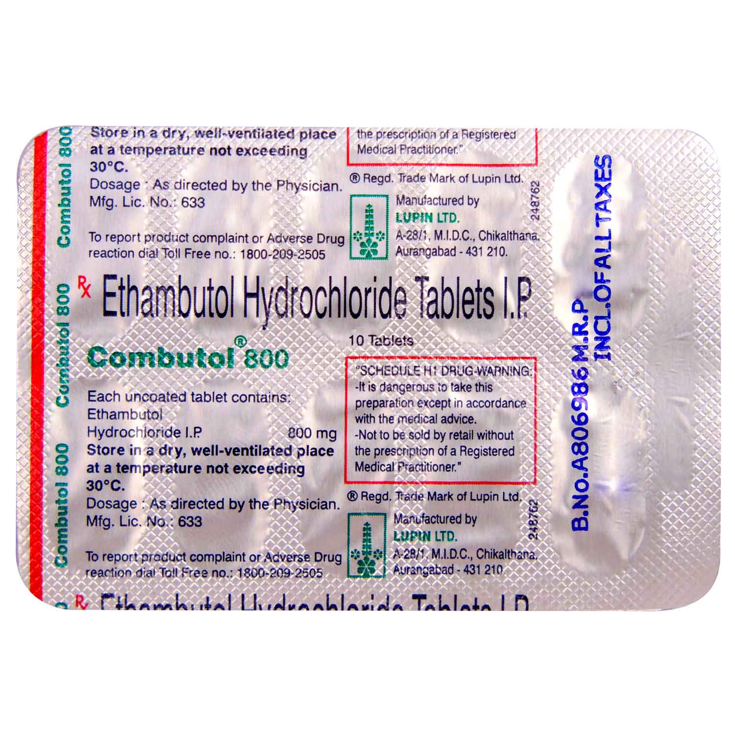 Combutol 800 Tablet 10's Price, Uses, Side Effects, Composition ...