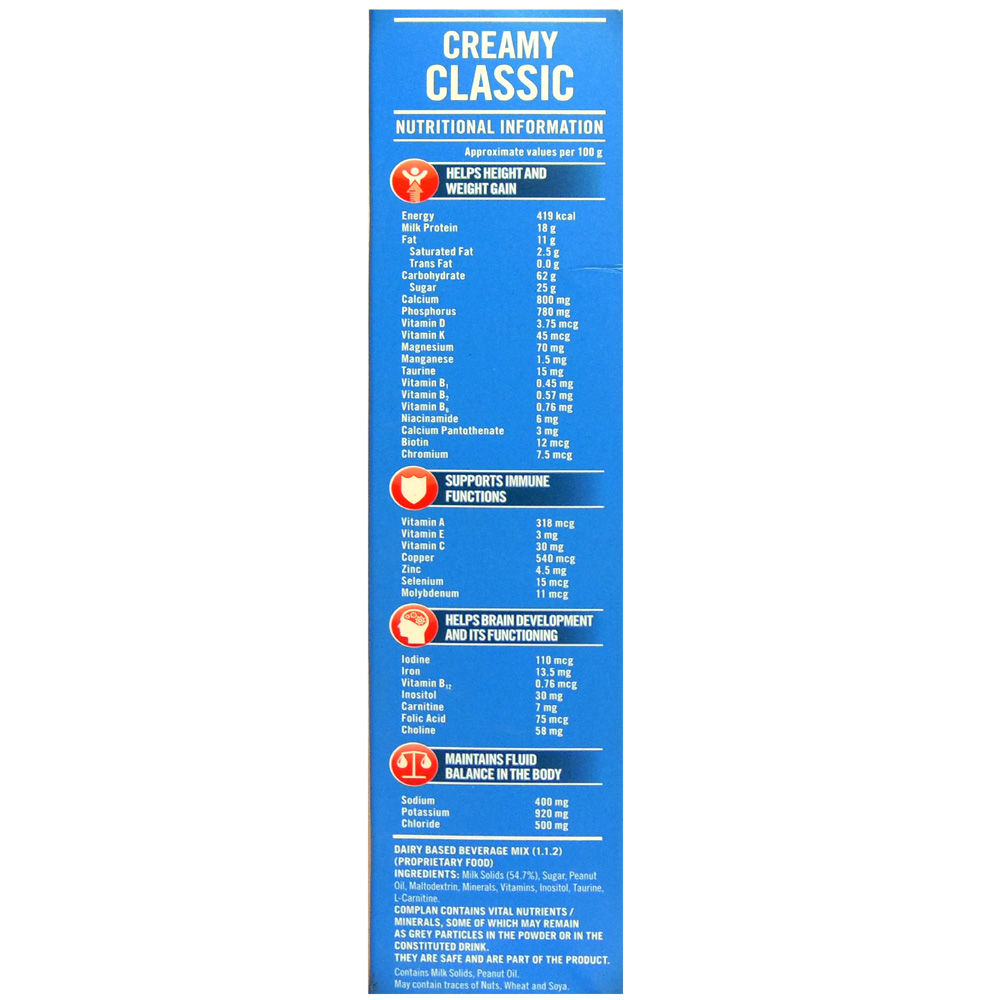 Complan Creamy Classic Flavour Nutrition Drink Powder, 500 gm Refill ...
