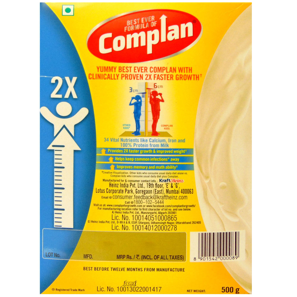 Complan Creamy Classic Flavour Nutrition Drink Powder, 500 gm Refill ...