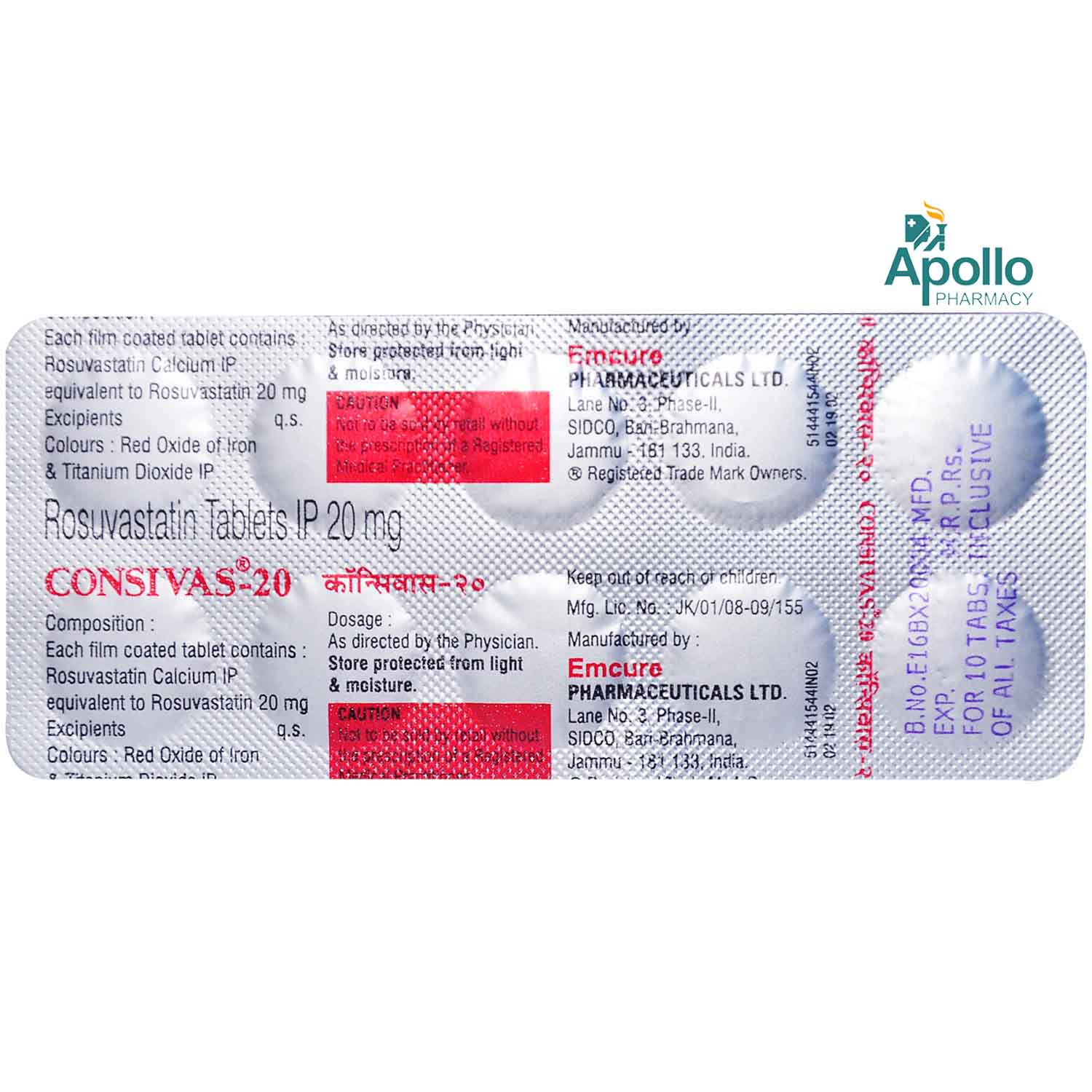 Consivas 20 Tablet 10's Price, Uses, Side Effects, Composition - Apollo ...