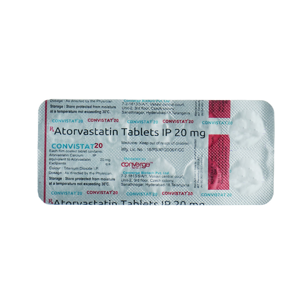 Convistat 20 Tablet | Uses, Side Effects, Price | Apollo Pharmacy