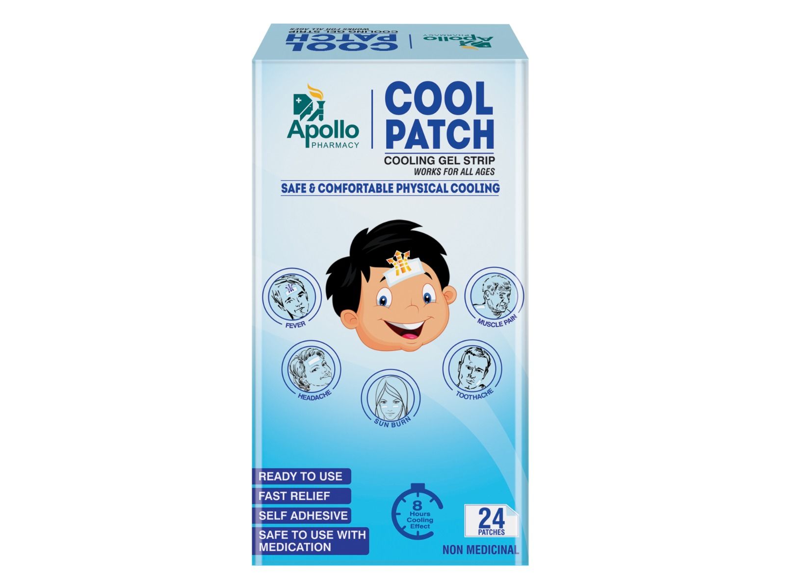 Apollo Pharmacy Cool Patch Cooling Gel Strip, 24 Count Price, Uses ...
