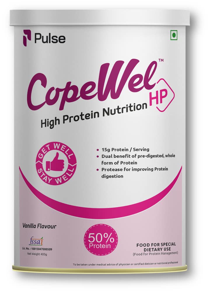 Buy Copewel HP (High Protein) Vanilla Flavour Powder, 400 gm Tin | 19 ...