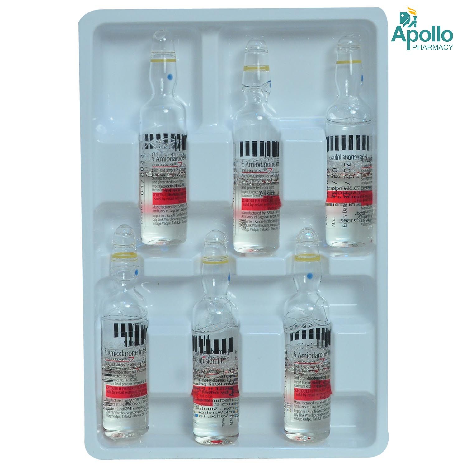 Cordarone Injection 6 x 3 ml Price, Uses, Side Effects, Composition ...