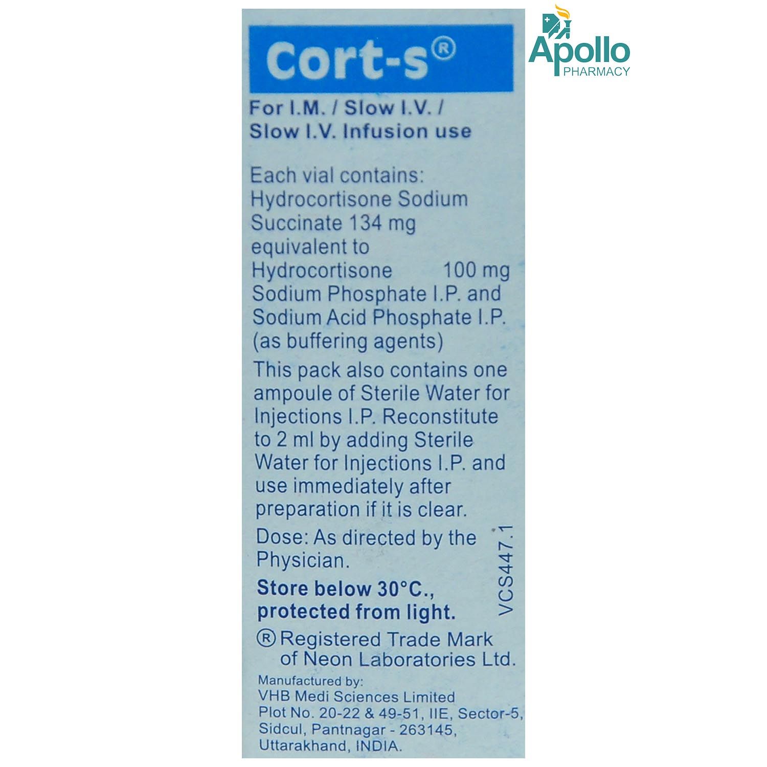 Cort-S Injection 1's Price, Uses, Side Effects, Composition - Apollo ...