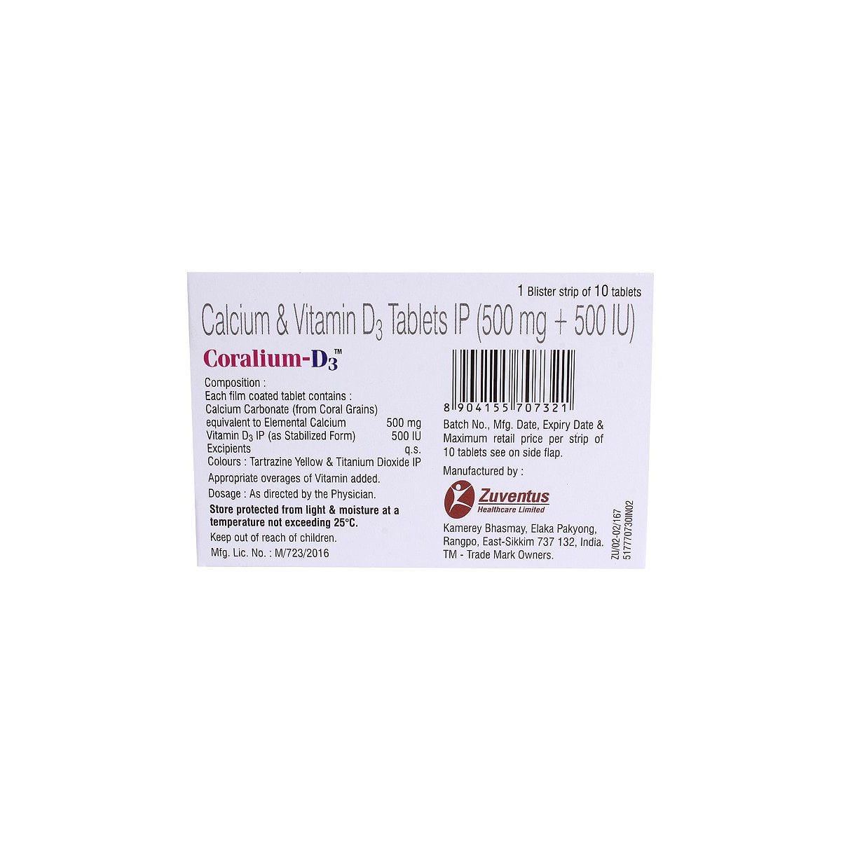 Coralium-D3 Tablet 10's Price, Uses, Side Effects, Composition - Apollo ...