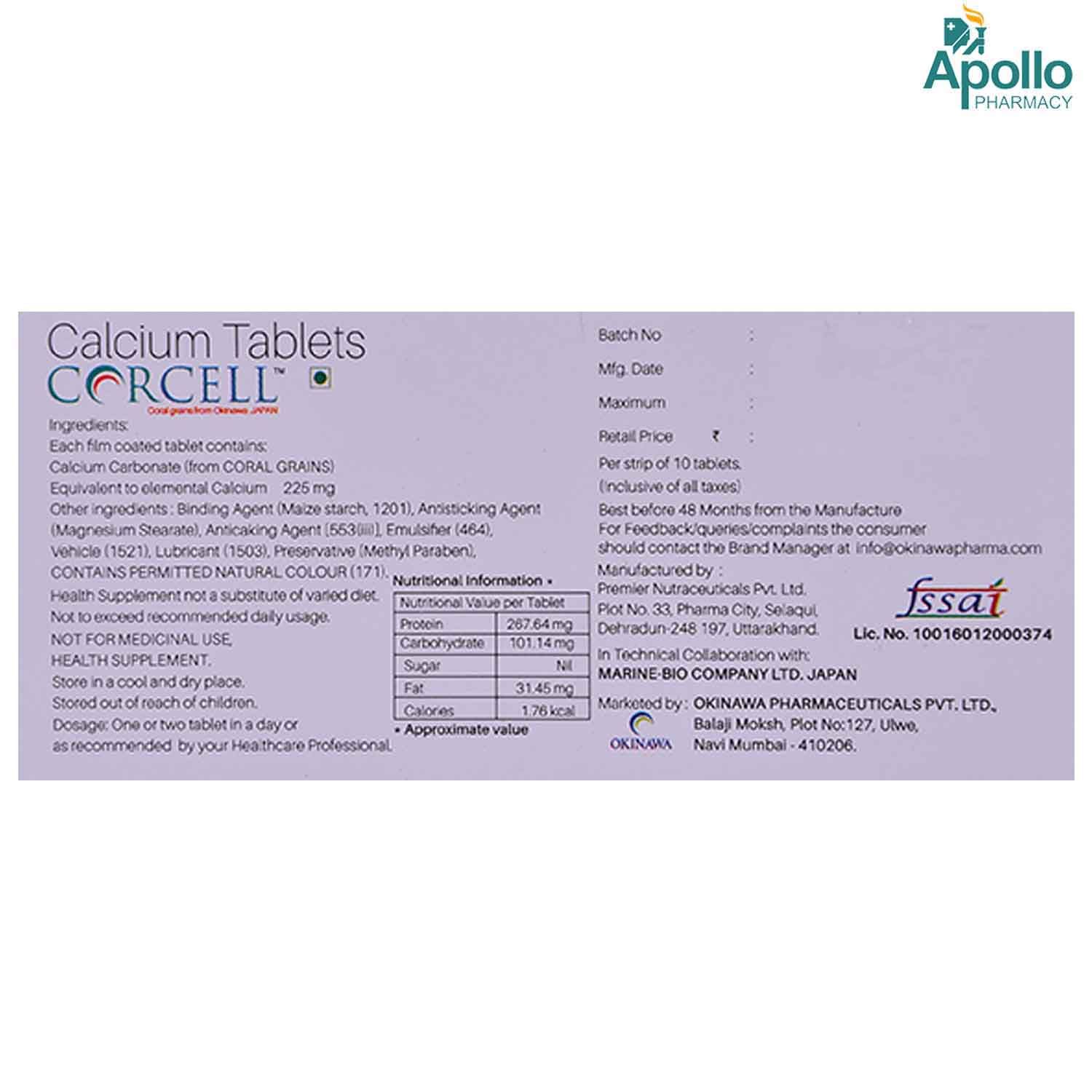 Corcell Tablet 10's Price, Uses, Side Effects, Composition - Apollo ...